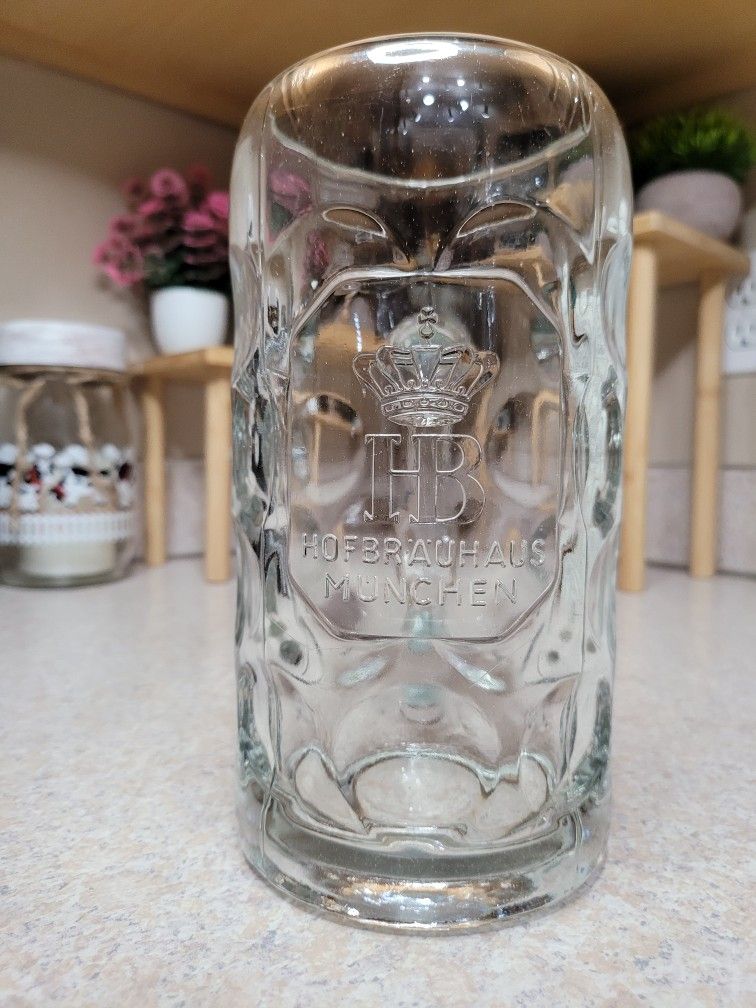 German Beer HB Hofbrauhaus Munich 1 Liter Dimpled Glass Beer Steins ...