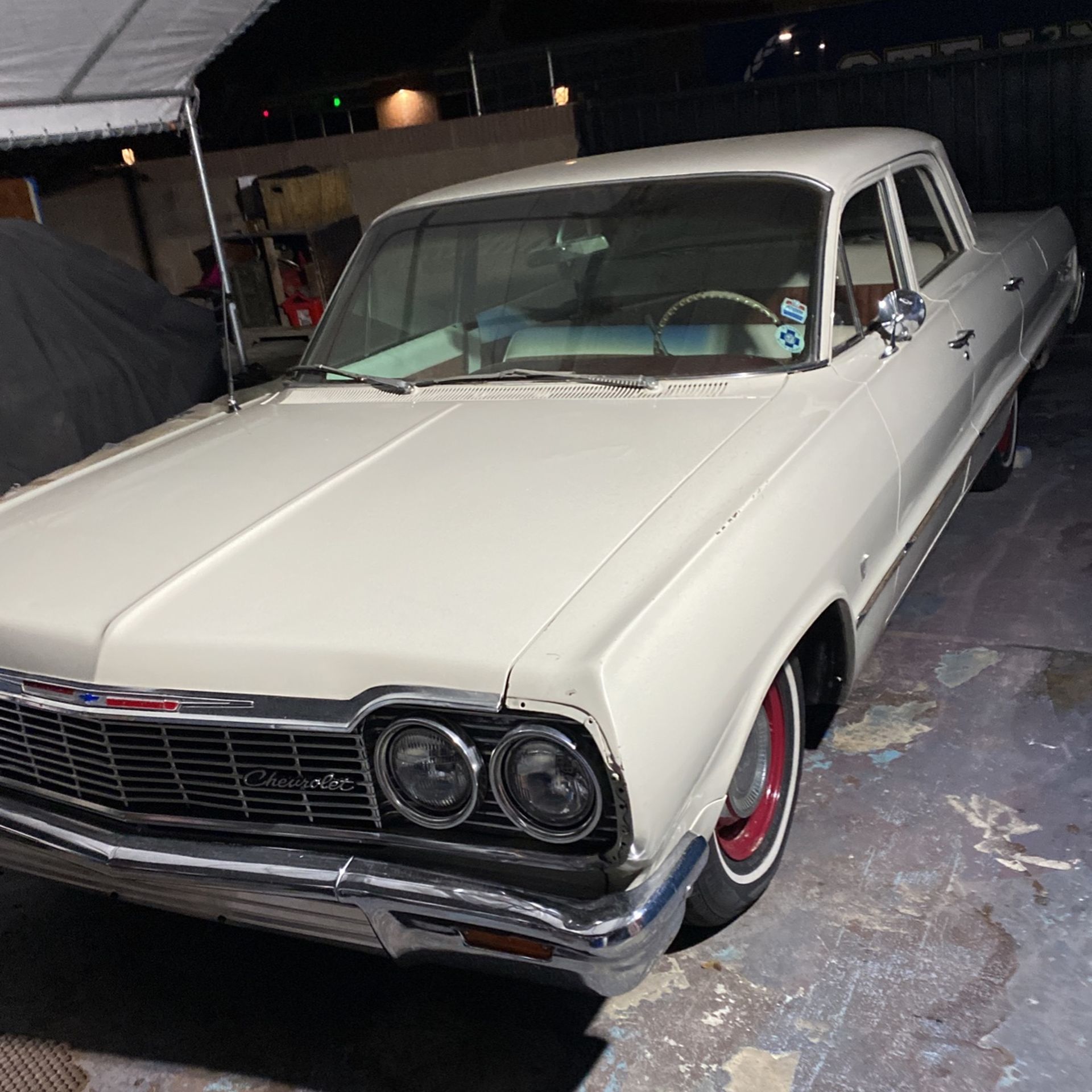 1964 Chevy Impala Biscayne 4 Door Cream White 283 8 Cylinder Motor for ...
