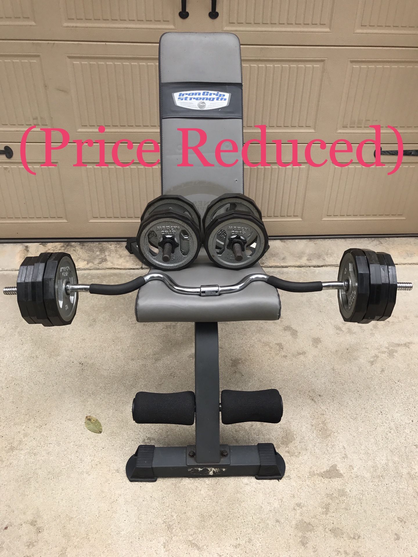 Multi-Function Utility Bench & Marcy Weight set with Dump bell and Curl ...