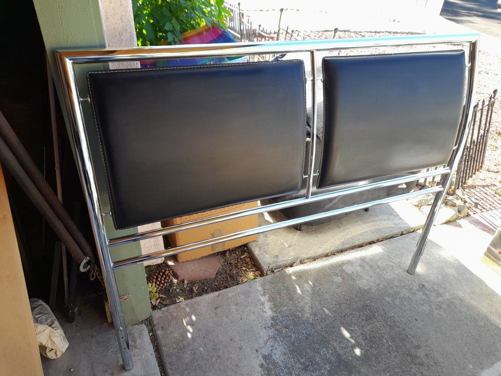 *"Contemporary ~ Modern / HeadBoard / TwO-PaneL / Black Leather-Vinyl ...