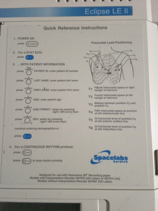 Spacelabs Burdick Eclipse LE II EKG Machine - PreOwned in Excellent ...
