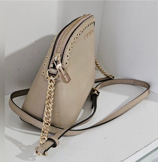 Like New!Michael Kors Beige Leather studd Crossbody bag for Sale in ...