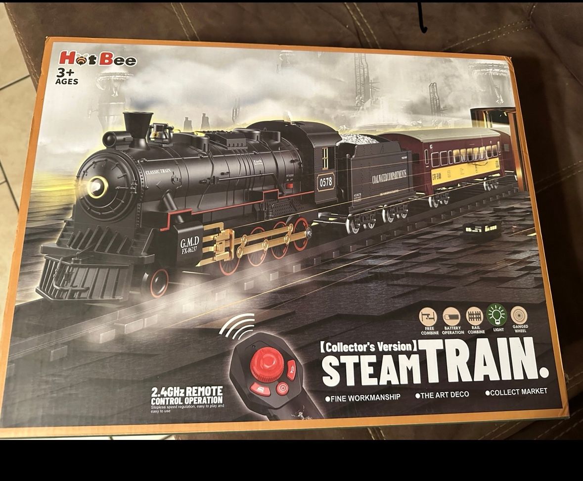 Hot Bee Train Set For Boys,Remote Control Christmas Train Sets W/Steam ...