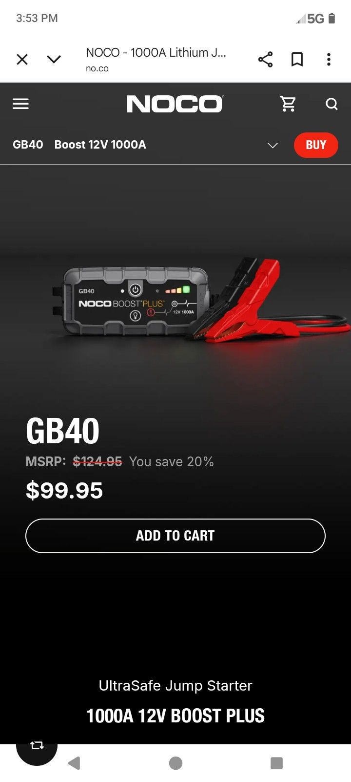 Noco GB40 Battery Jumper for Sale in Long Beach, CA - OfferUp