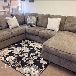Benchcraft Graftin Teak U Shape Sectional With Chaise Living Room Set Brand New Large for Sale in Virginia Beach VA OfferUp