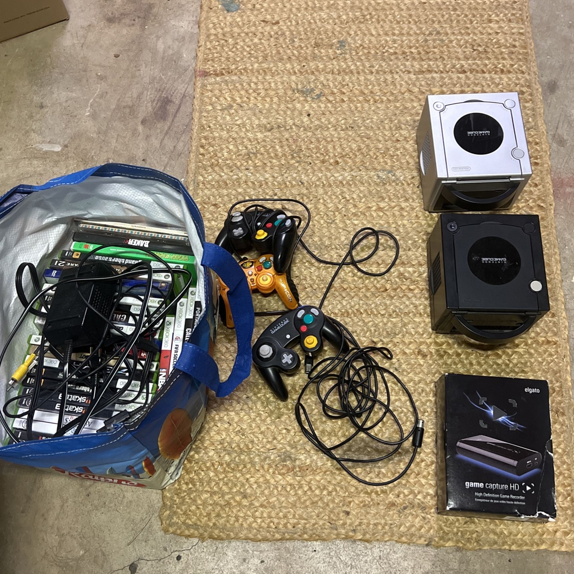 Two Game Cubes Three Gamecube Controllers, Game, Cube Capture, And ...