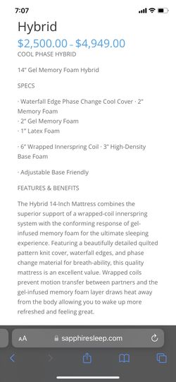 King sapphire Thermic Cool-Phase Hybrid Mattress for Sale in Covington ...