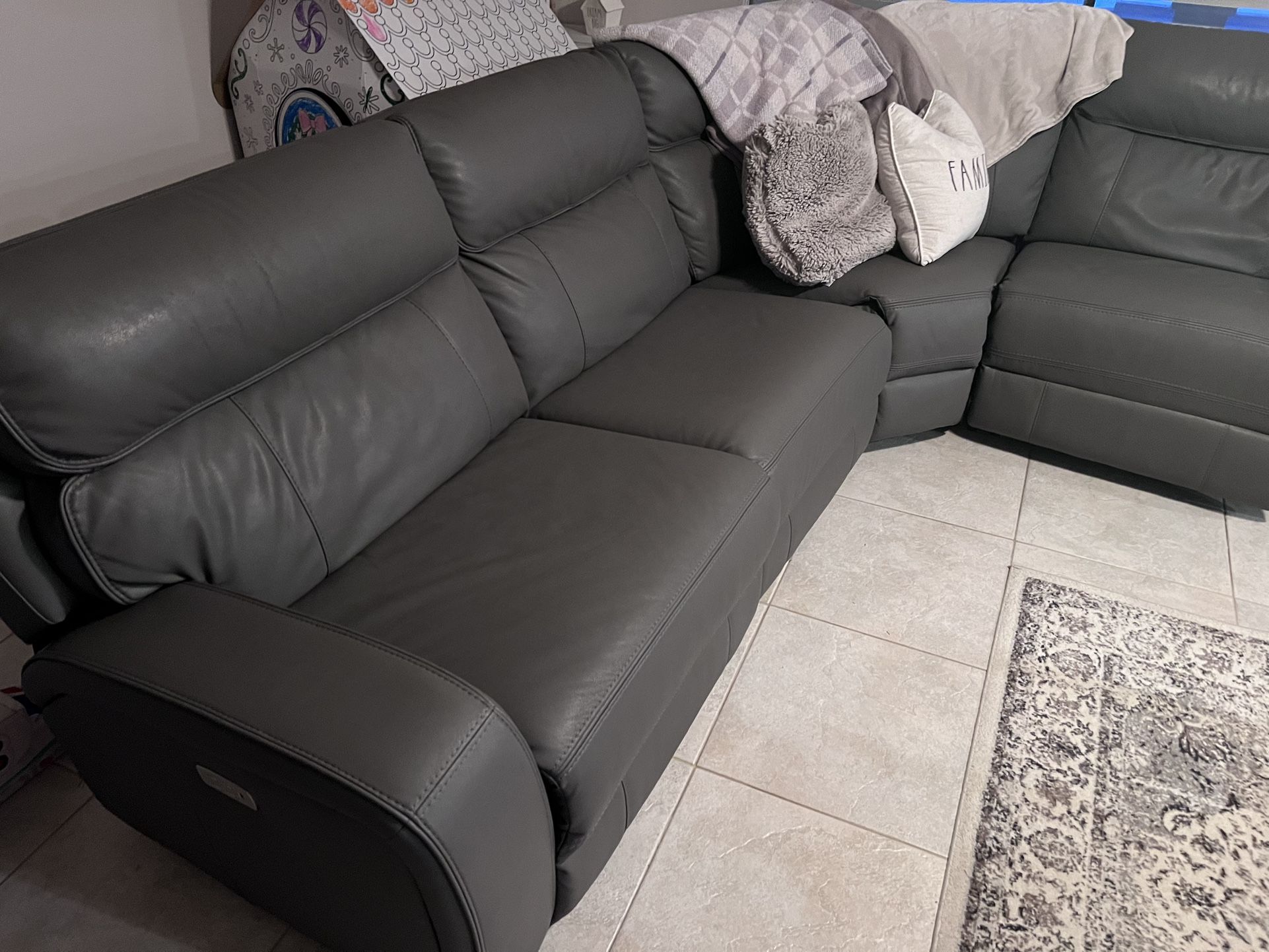 Rhett Gray Micro Small Triple Power Reclining Two-arm Sectional-Used ...