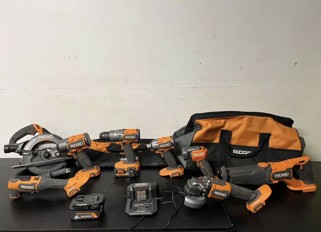 RIDGID 18V Brushless Cordless 9-Tool Combo Kit with (1) 2.0 Ah and (1 ...