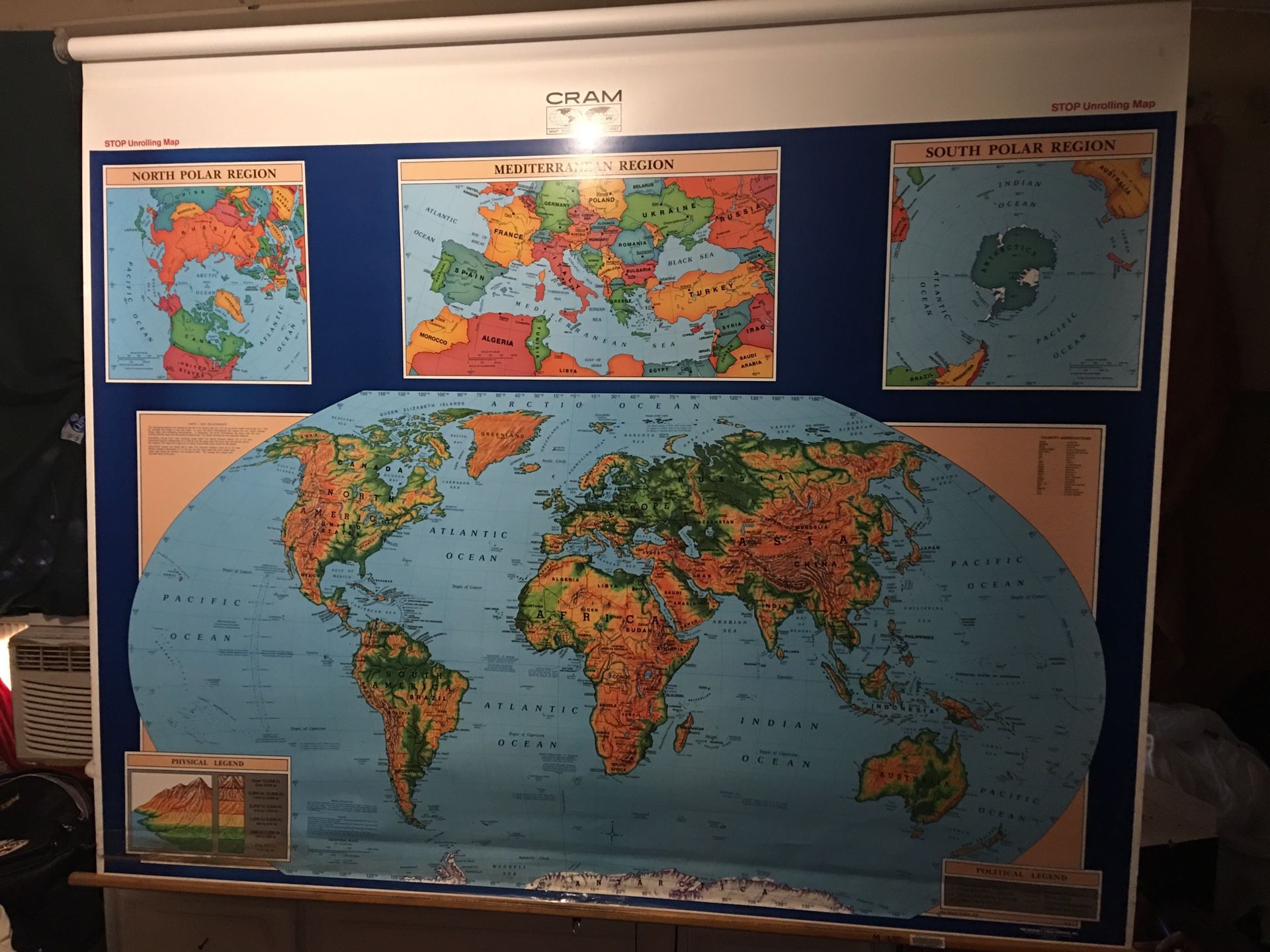 George F. Cram Co. Pull down world map set for Sale in San Antonio, TX - OfferUp