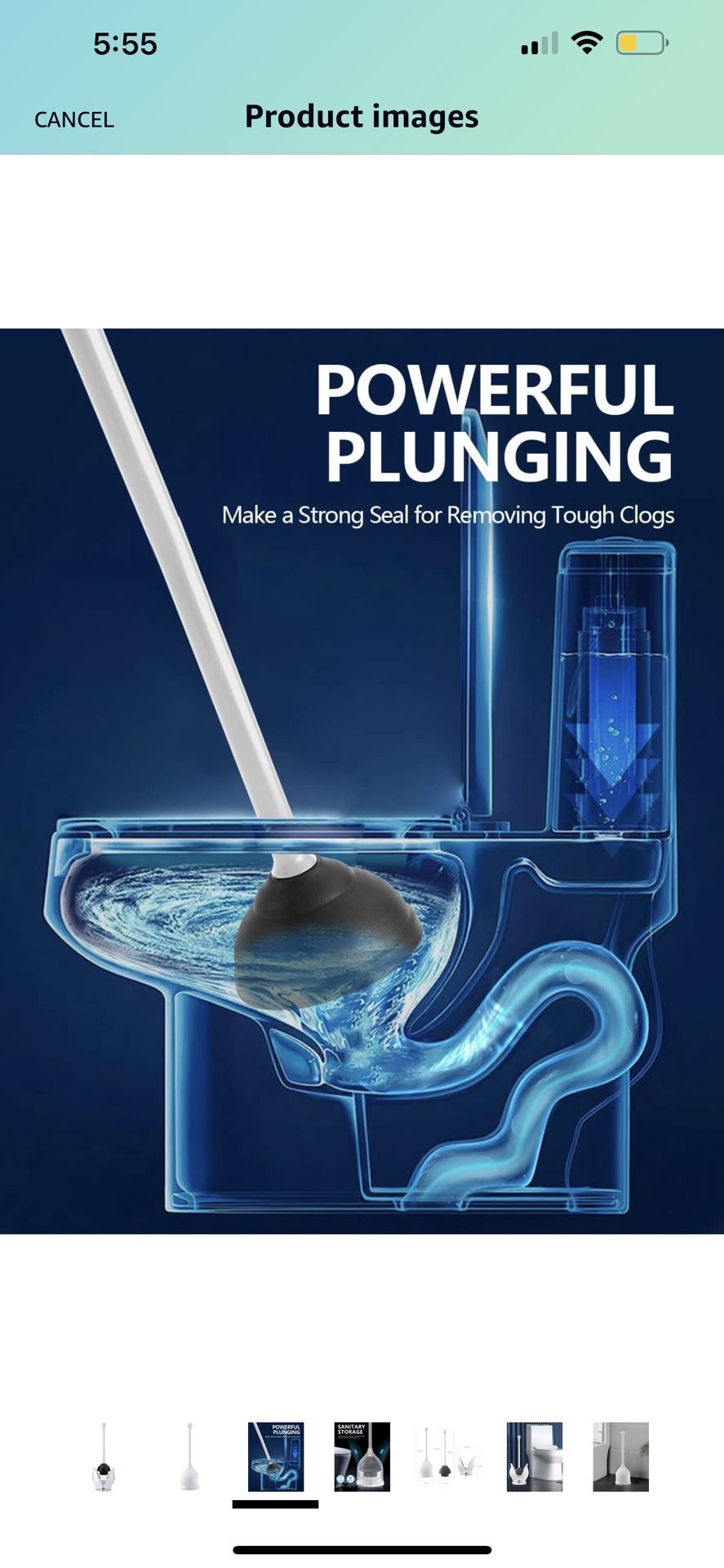 Toilet Plunger with Holder, Long Handle Plungers for Bathroom, Hide ...