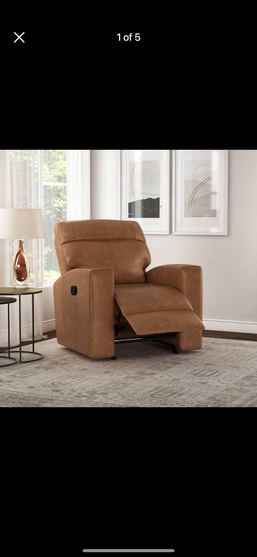 NEW COSTCO BRANDO GLIDER CAMEL FABRIC RECLINER ~ RETAILS $599 for Sale ...