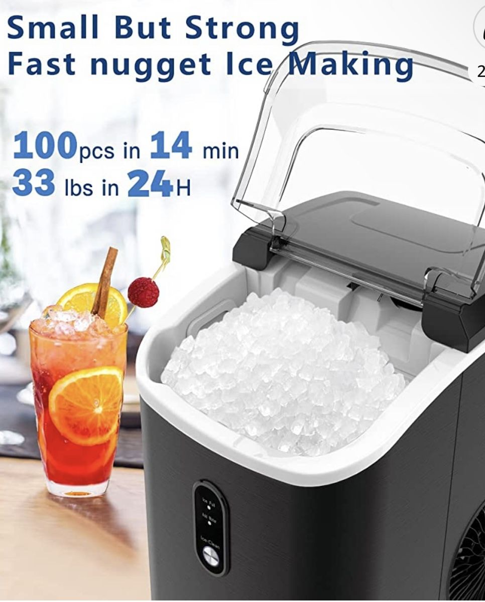 Kndko Nugget Ice Maker Countertop,10,000pcs/33lbs/Day,Pebble Ice Maker ...