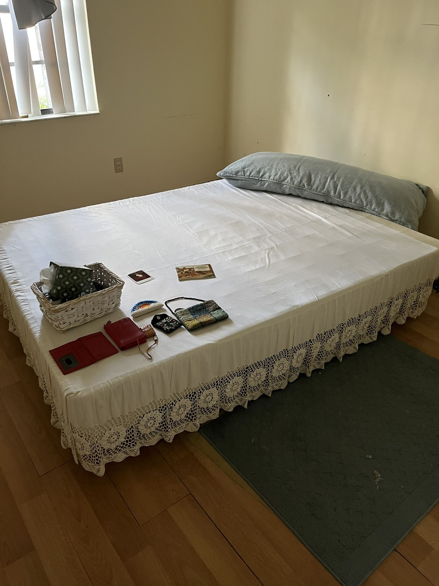 Queen Box Spring, Frame and Bed Skirt for Sale in Jupiter, FL - OfferUp