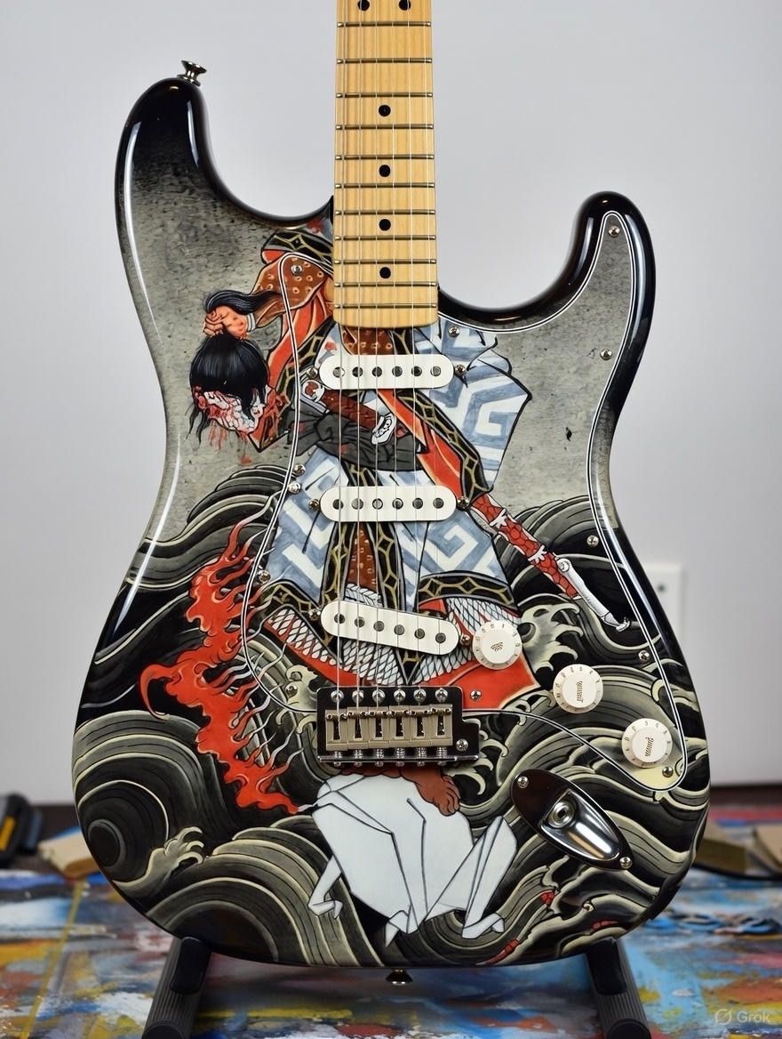 Custom Hand-Painted Fender Stratocaster - Epic Japanese Samurai ...