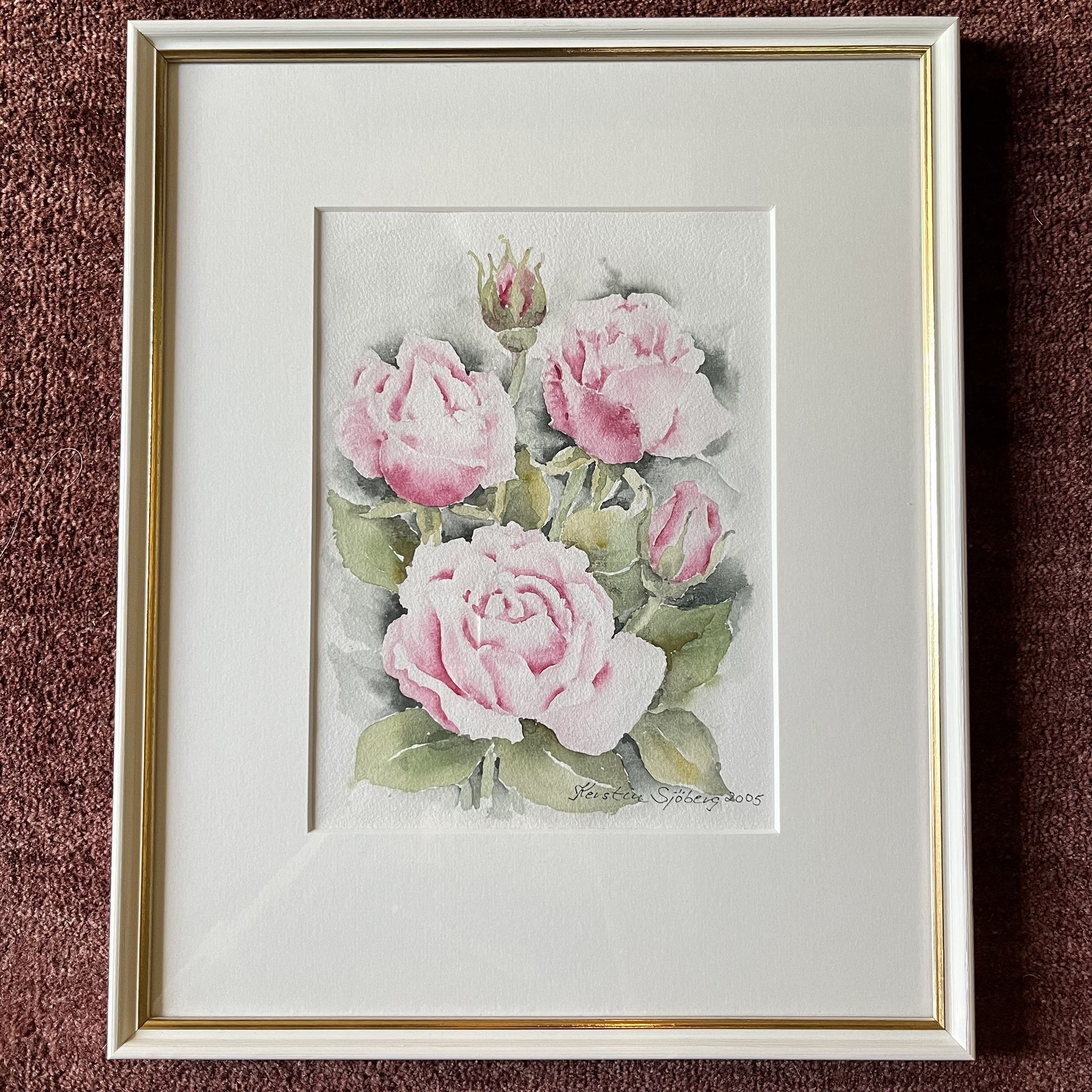 Original Watercolor Painting “Roses” by Swedish Artist Kerstin Sjoberg ...