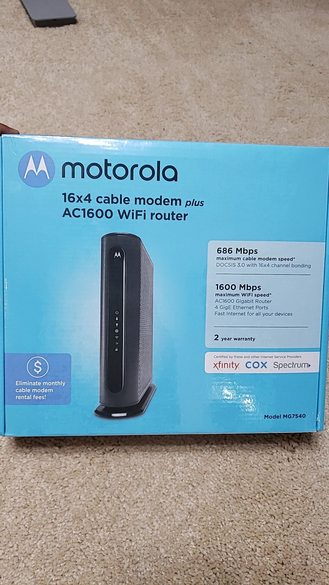 Motorola MG7540 modem and router - Brand NEW for Sale in Mercer Island ...