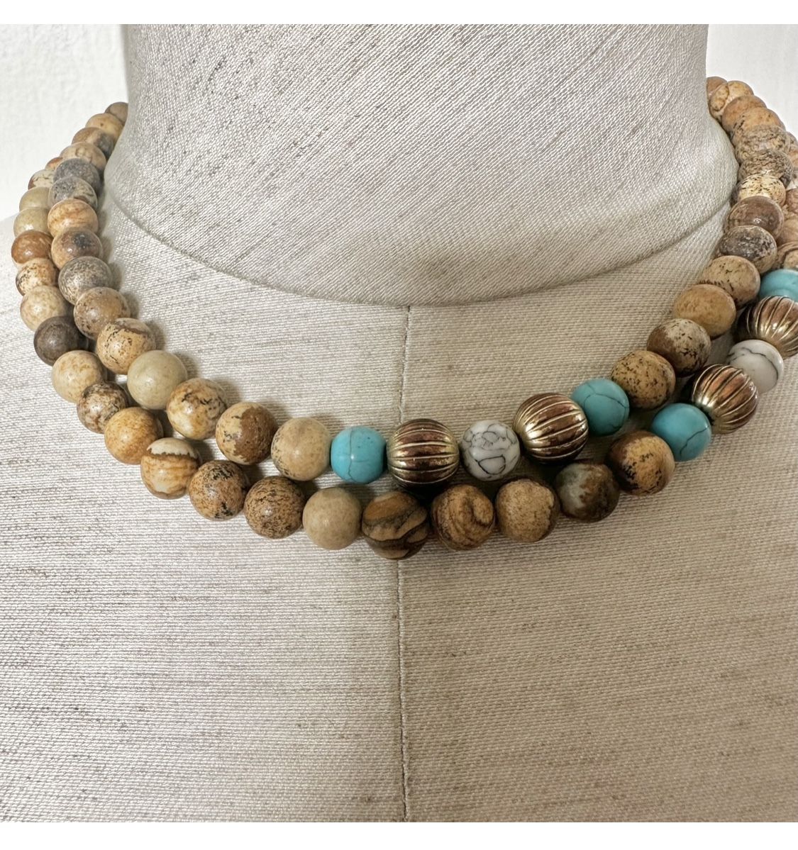 Landscape Jasper And Howlite Beaded Necklace for Sale in La Costa, CA ...
