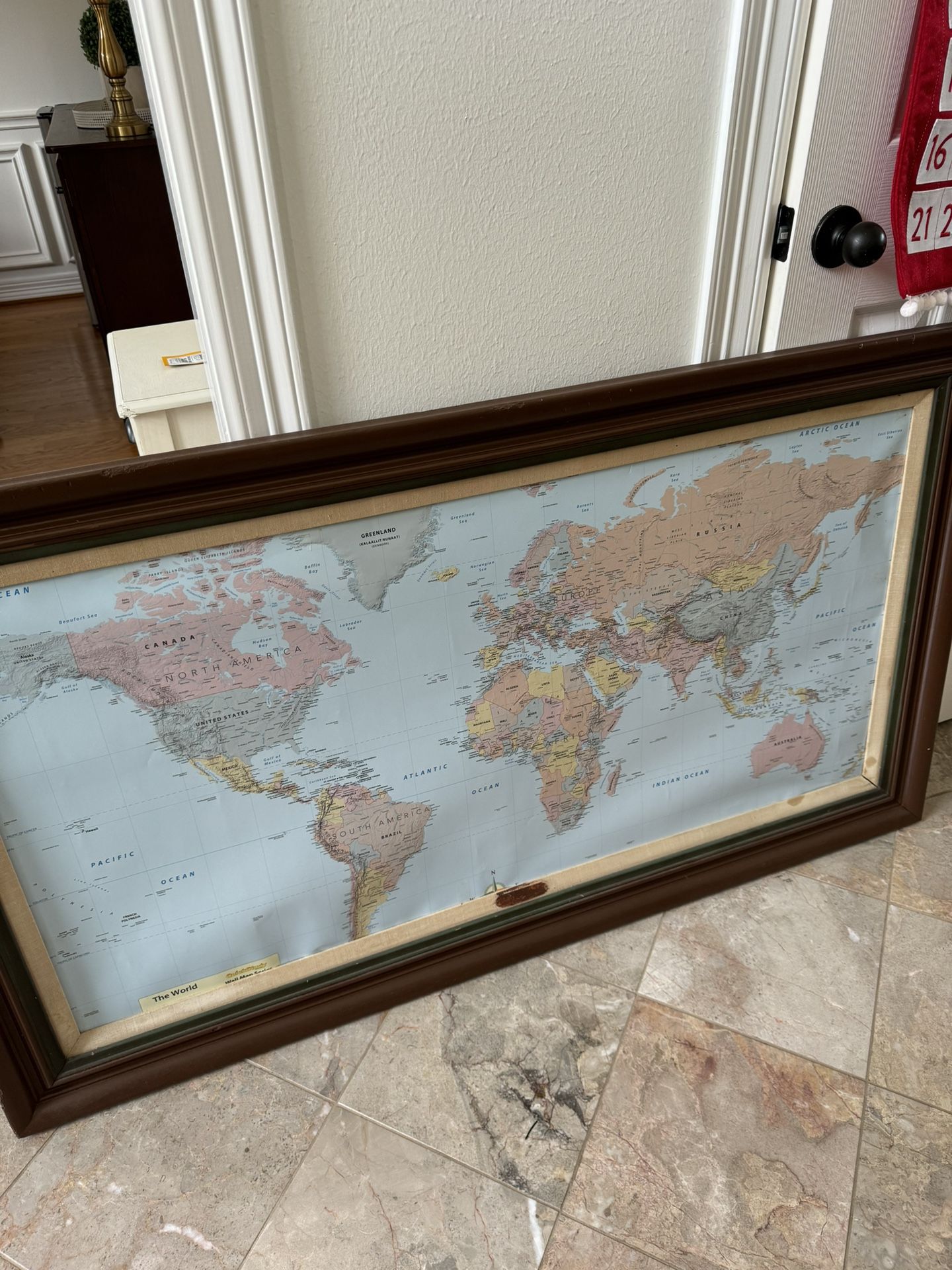 Framed World Map for Sale in Pearland, TX - OfferUp