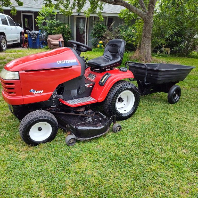 54"Cut Craftsman riding lawn tractorwith small trailer 900 cash firm ...