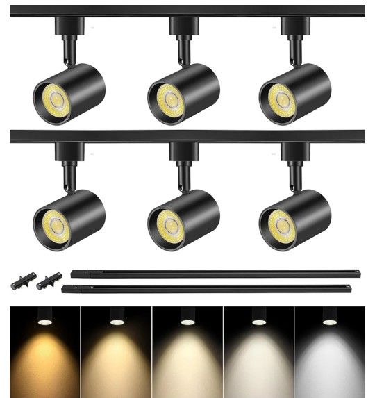 5-Color 6-Light LED Track Lighting Kit with 6.6FT H Type Track Lighting ...