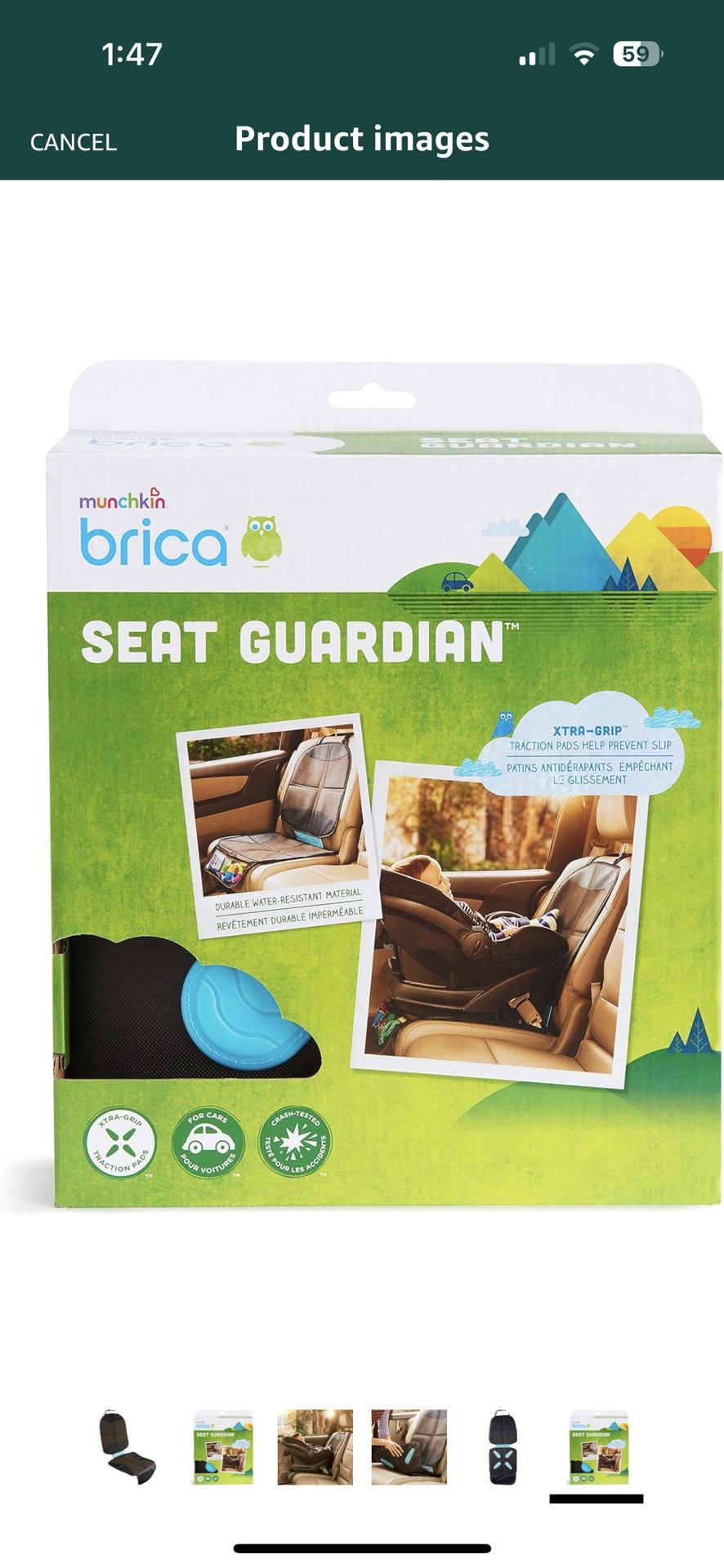 Munchkin Brica Seat Guardian Child Car Seat Protector, Includes Storage ...