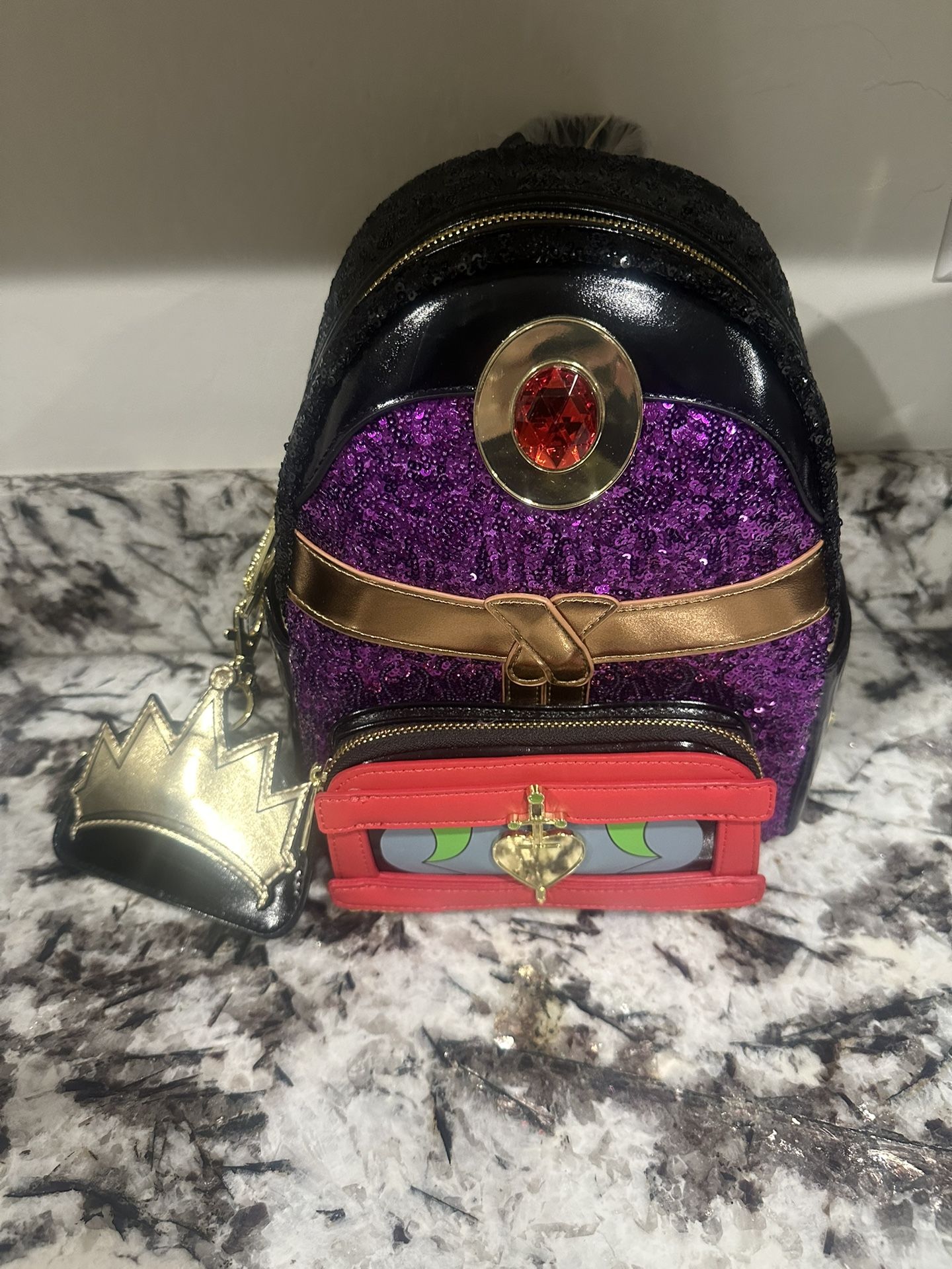 New Loungefly Snow White Evil Queen Sequined Mini Backpack. for Sale in ...