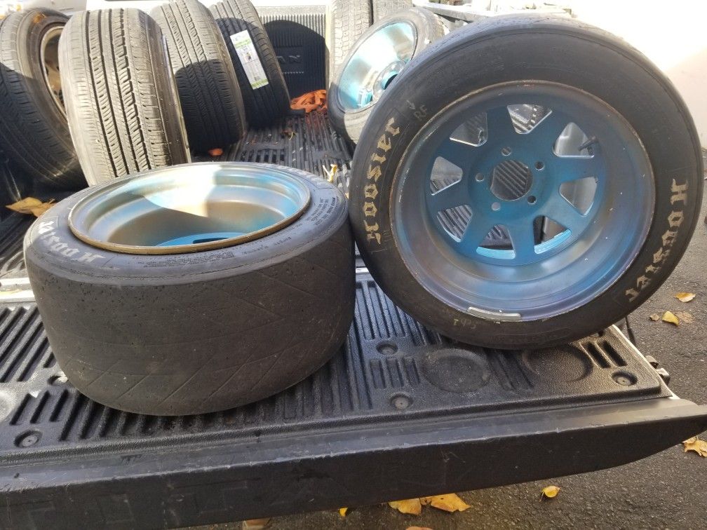 15x10 5x114.3 Deep Dish Wheels on Hoosier Road Racing Rain Slicks 23x9 ...