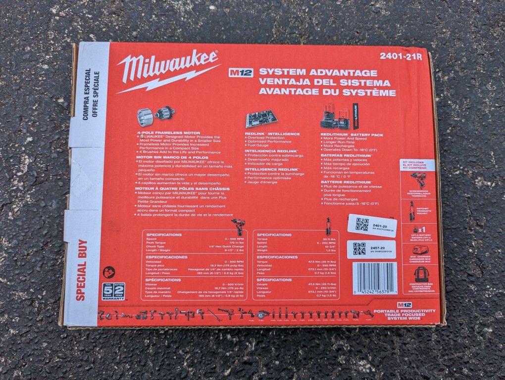 Milwaukee M12 3/8 Inch Ratchet And Screwdriver Combo Kit (2401-21R) for ...