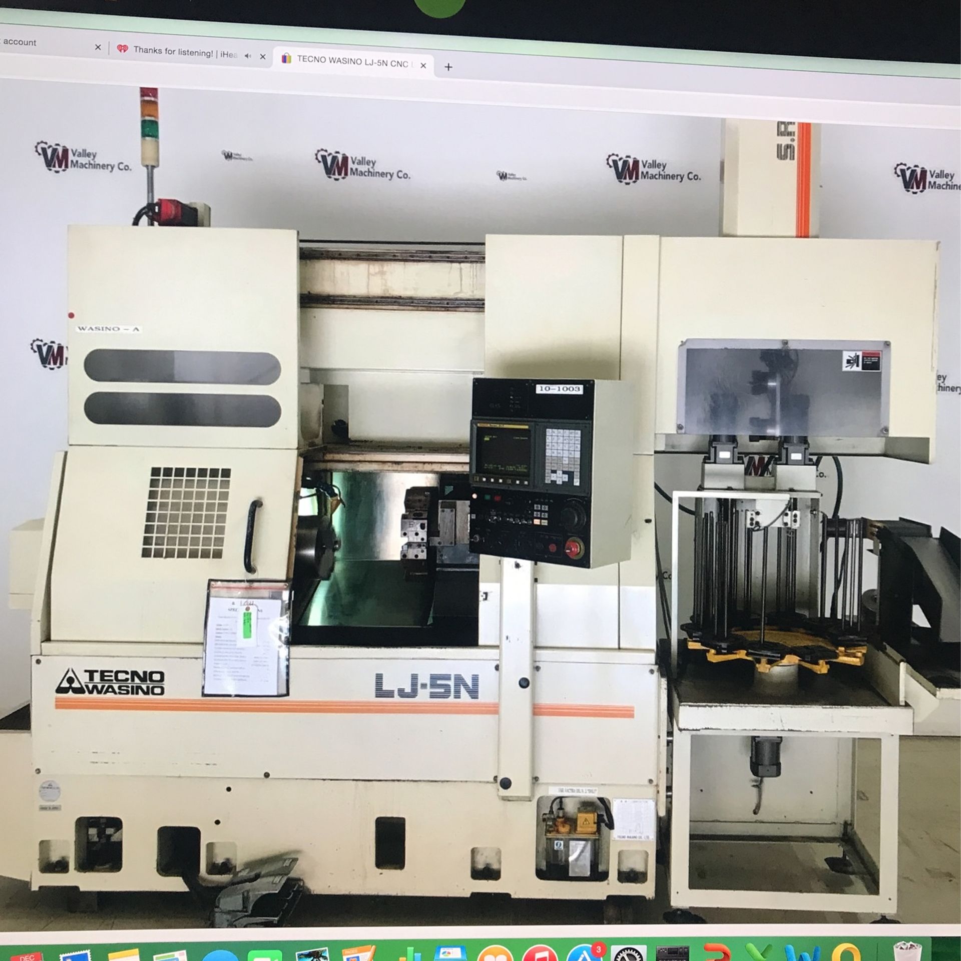 Tecno Wasino Lj -5N CNC Lathe 16” Swing w /Gantry Loader Chip Comveyor ...