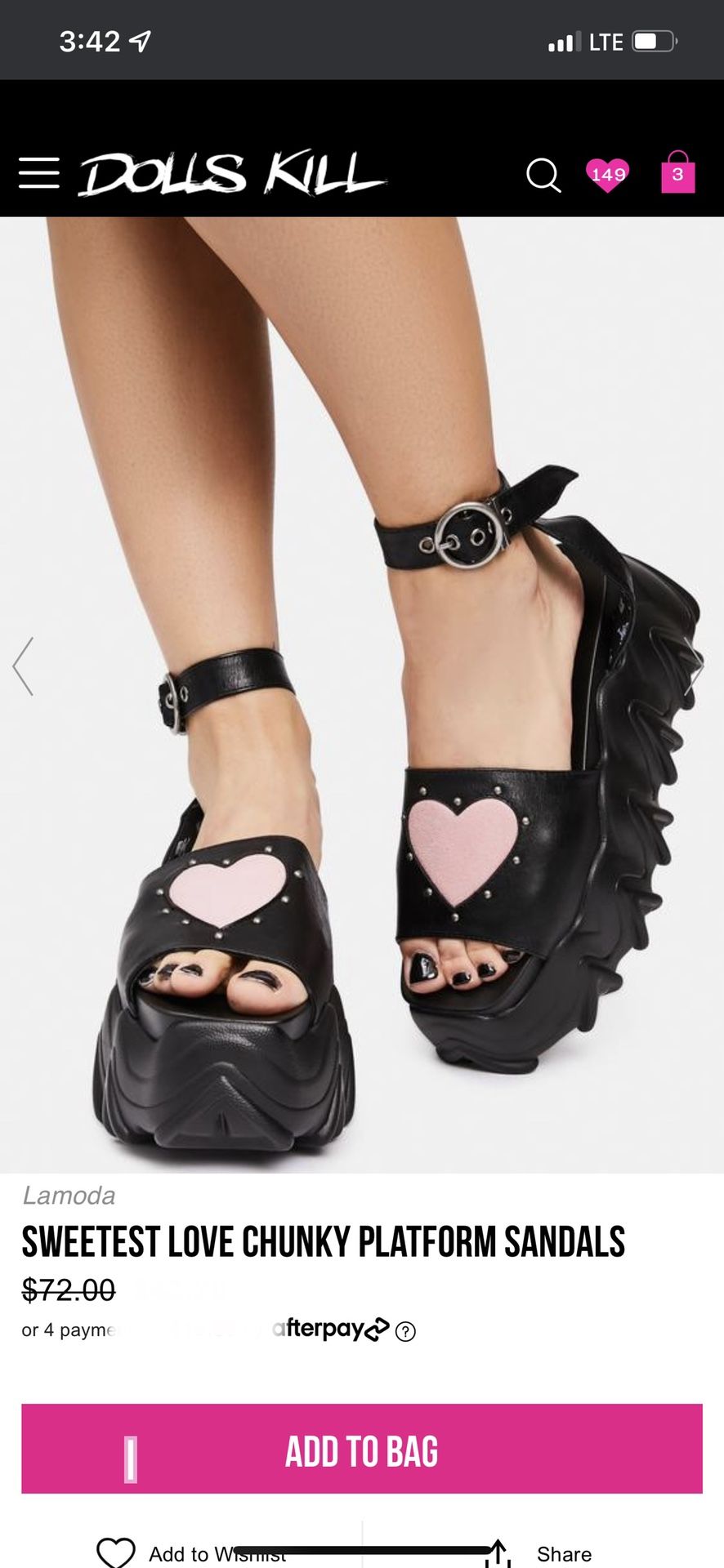 Kawaii LAMODA DollsKill platform sandals chunky heels gothic creepers ...