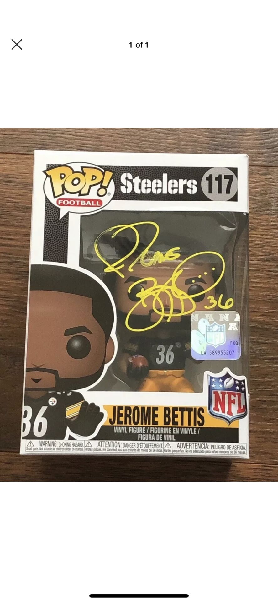 Pittsburgh Steelers Jerome bettis autographed funko pop coa Beckett nfl ...