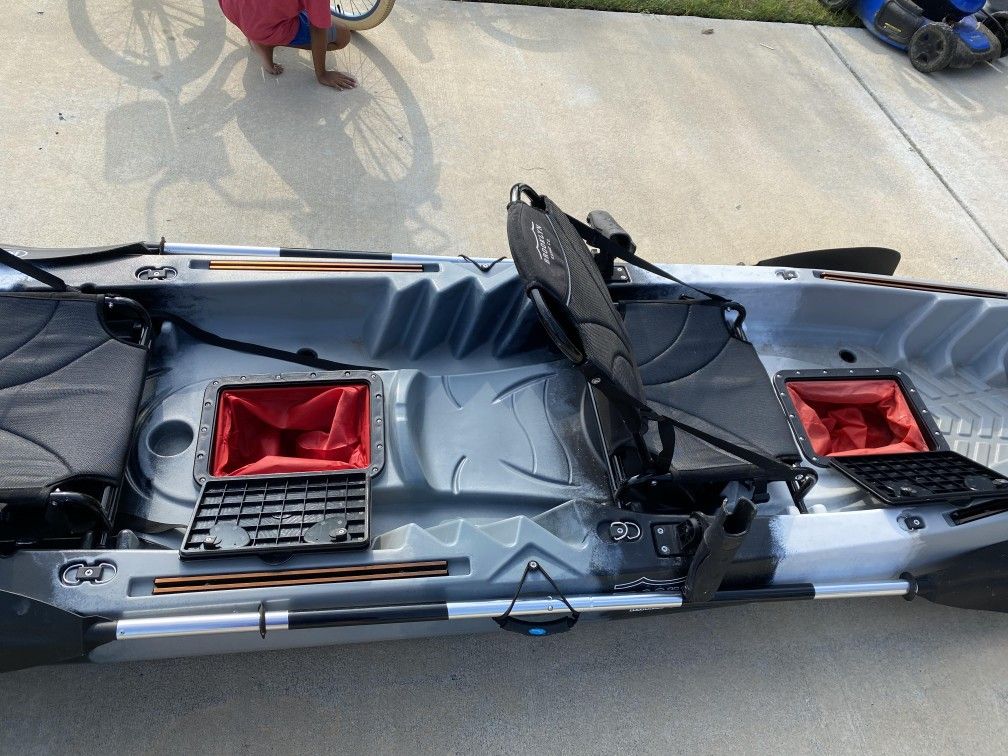 BKC TK122 Angler 12-foot, 8 inch Tandem Sit On Top Fishing Kayak w ...