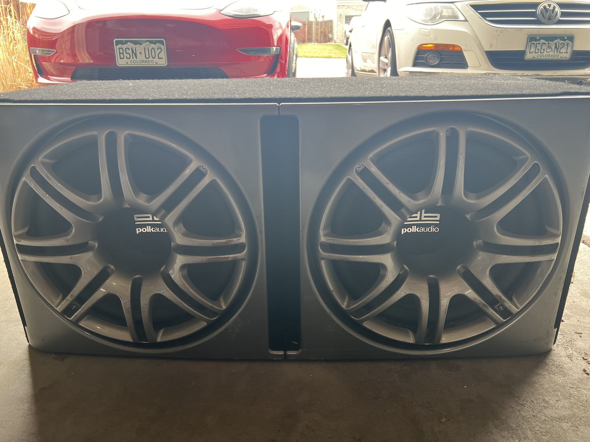 2x 12 Inch Subwoofers W/ Enclosure And Amp for Sale in Monument, CO ...