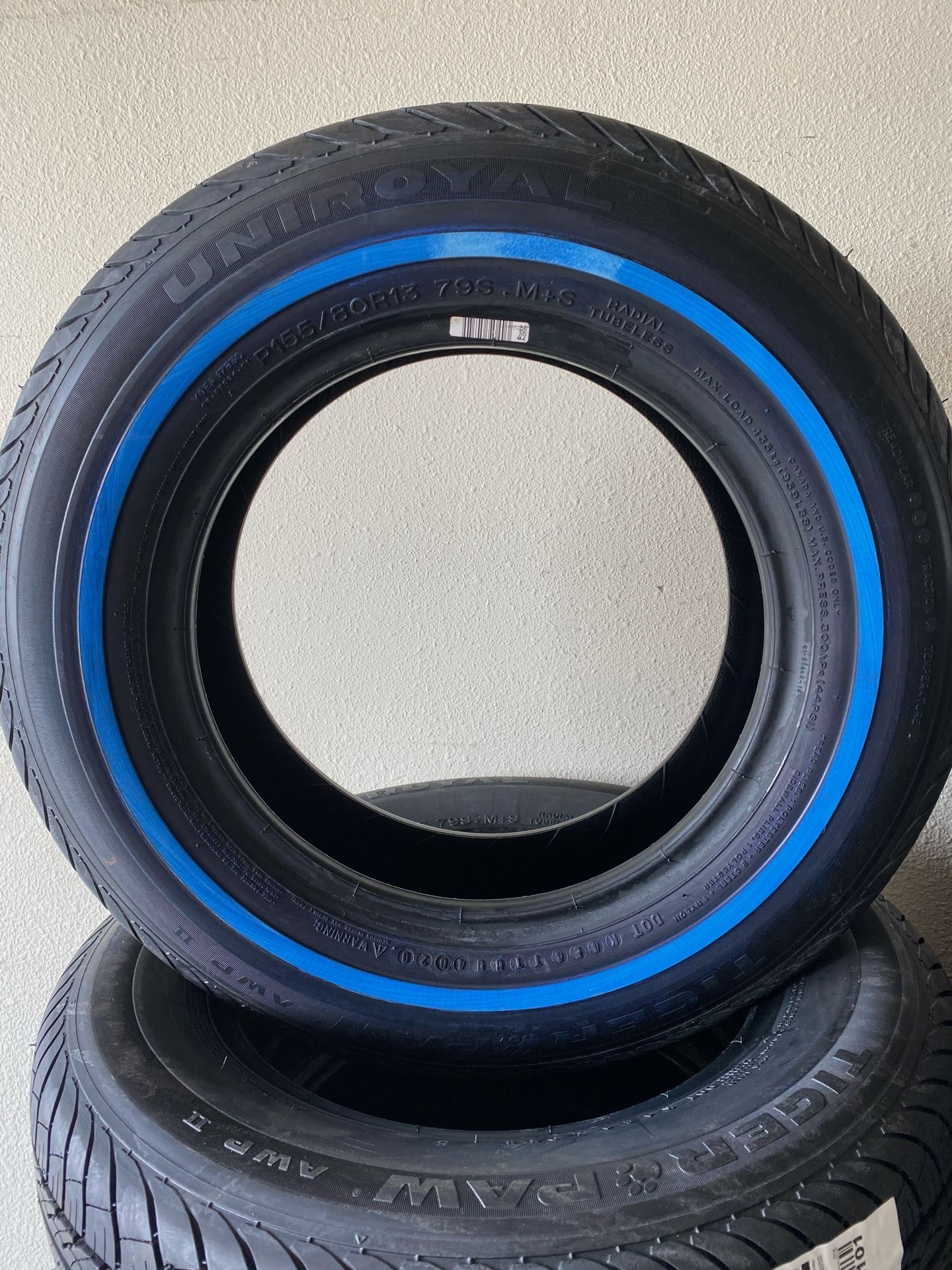 UNIROYAL TIGER PAW AWP II 155/80R13 $75 EACH WHITEWALL 155/80/13 SPOKES ...