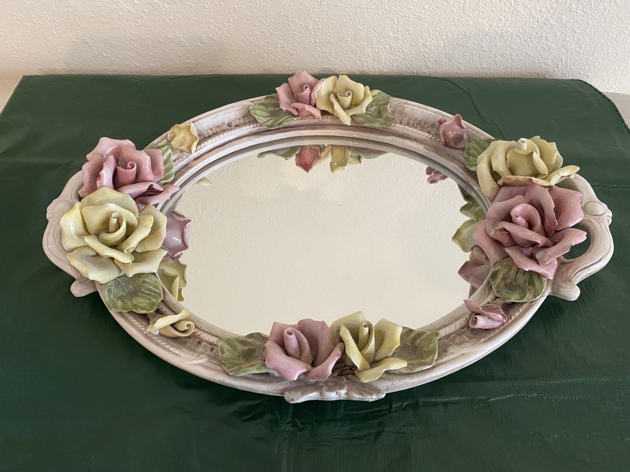 Vintage Capodimonte Ornate Porcelain Vanity Mirror Tray - Minimal ...