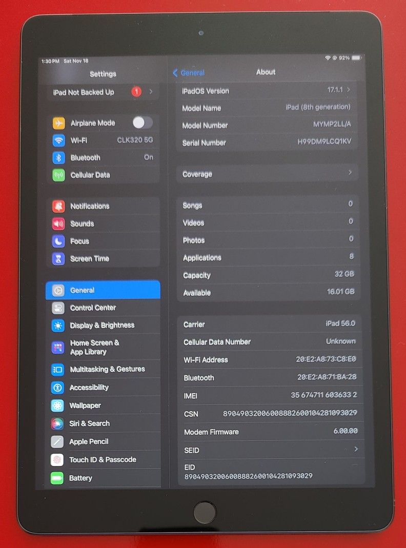 Like-New 2021 Apple Ipad 8th Generation WiFi + Cellular 32GB A2428 ...