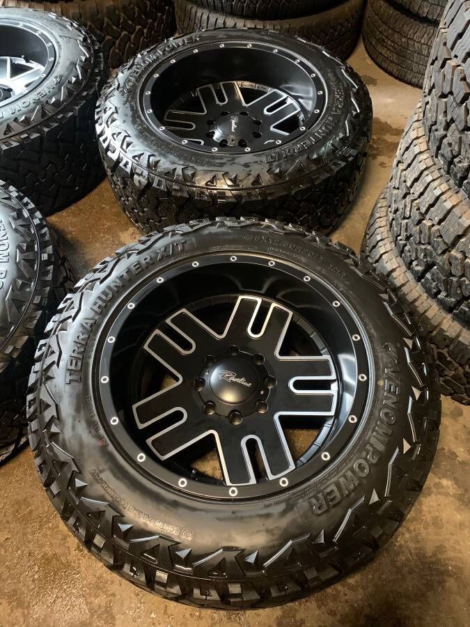 Brand New 20x12 Black Raceline Rims & M/T Tires 8 Lug Wheels Ram ...