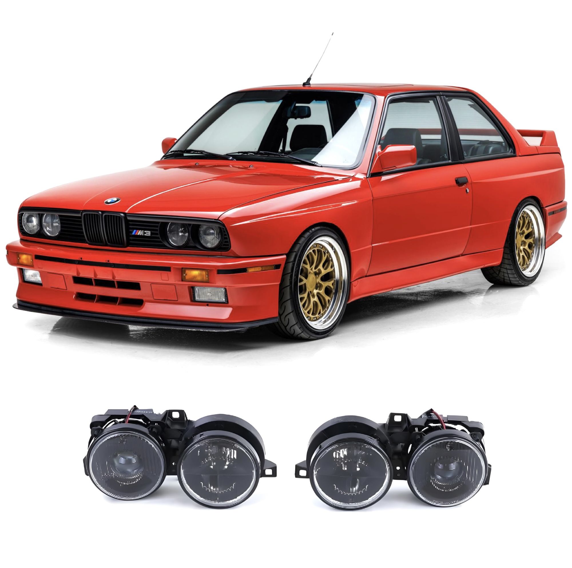 BMW 3 Series E30 Euro Smiley Smoked Crosshair Depo Projector Headlights ...