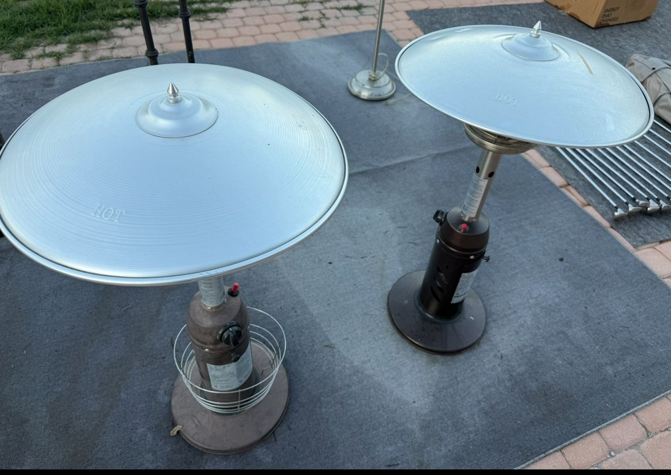 Set Of 2 - 11,000 BTU Portable Hammered (1) Bronze & (1) Silver Propane ...