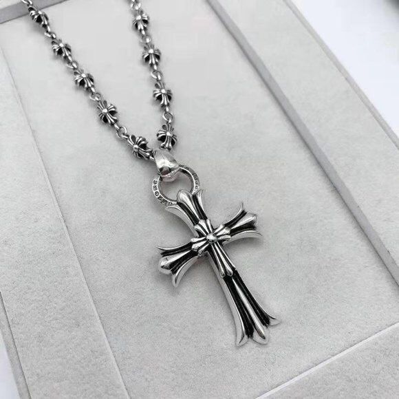 Chrome Silver Double Cross/Hearts/Star Men Chain Pendant Trapstar G ...