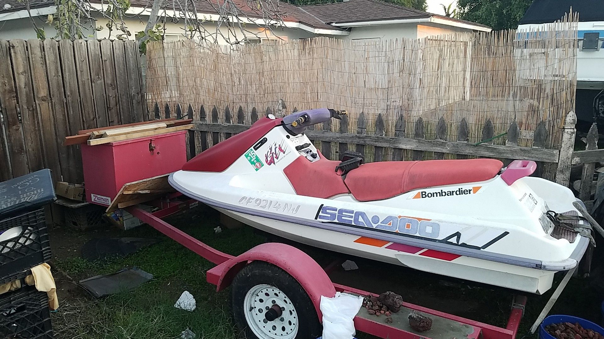 93 3 seater Bombardier seadoo sea doo with zieman trailer for Sale in ...