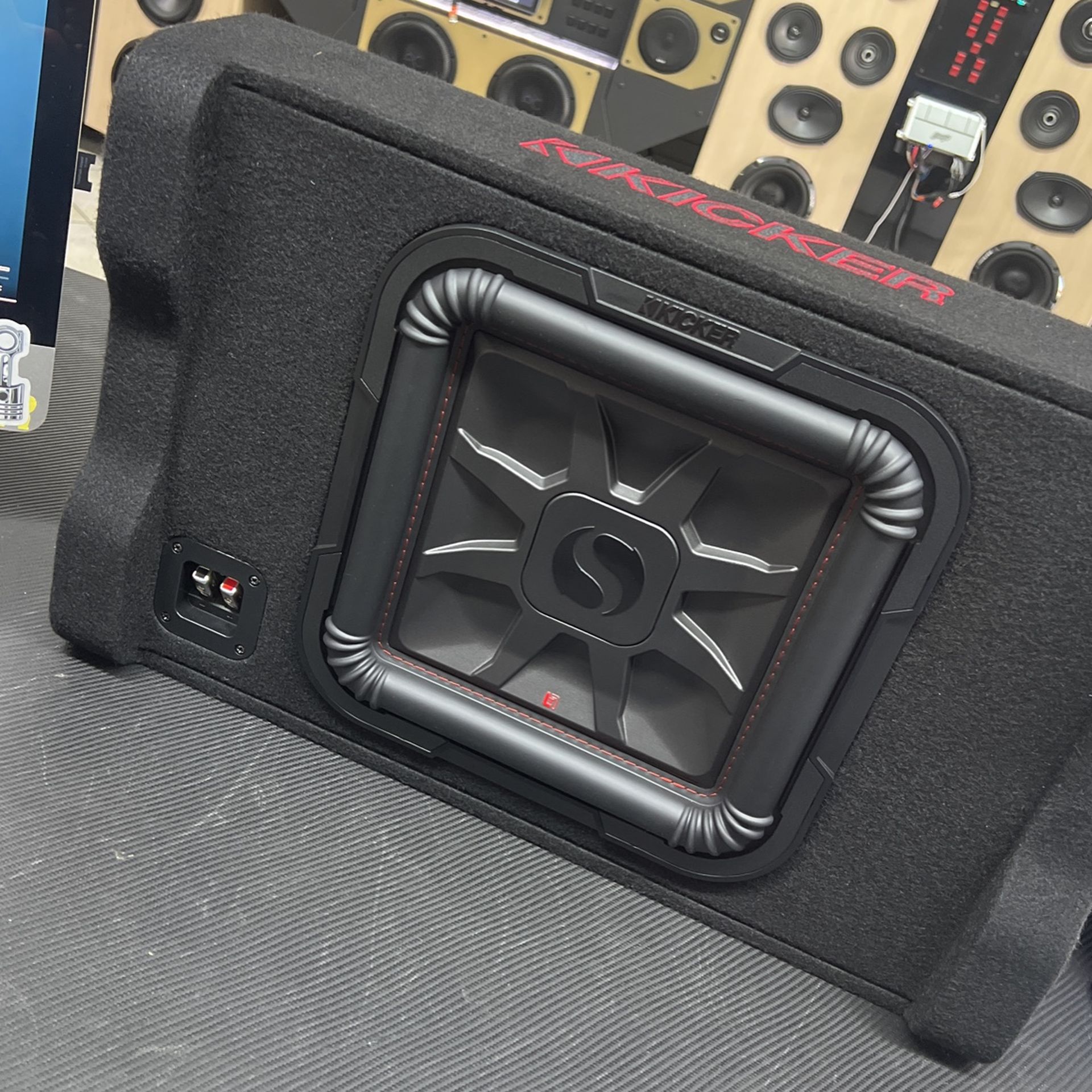 Fire down, slim enclosure, kicker solo, baric, square subwoofer, loud ...