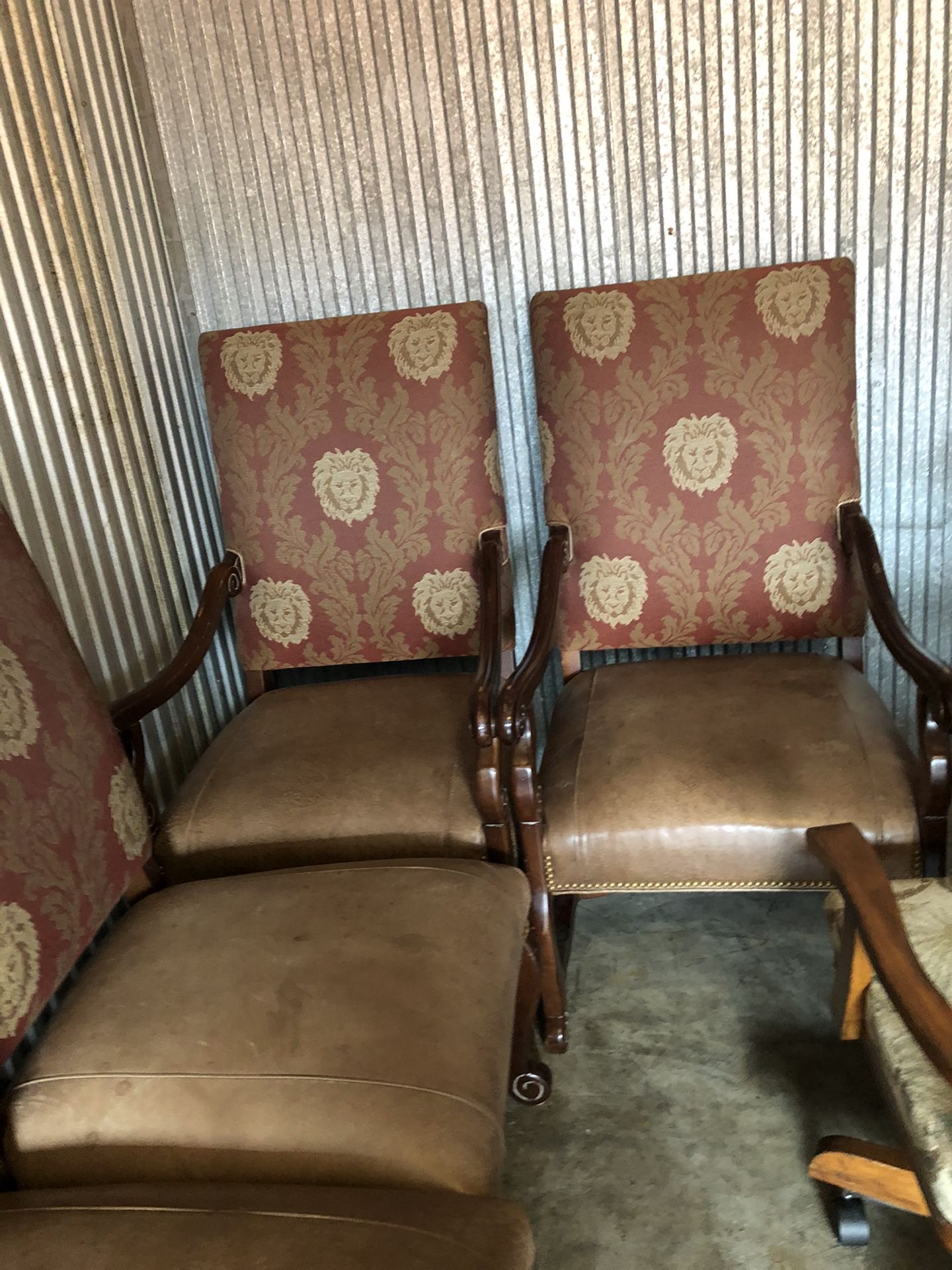 Regal Look - Lions Head Design Wood Chairs, Leather Seats with Nail ...