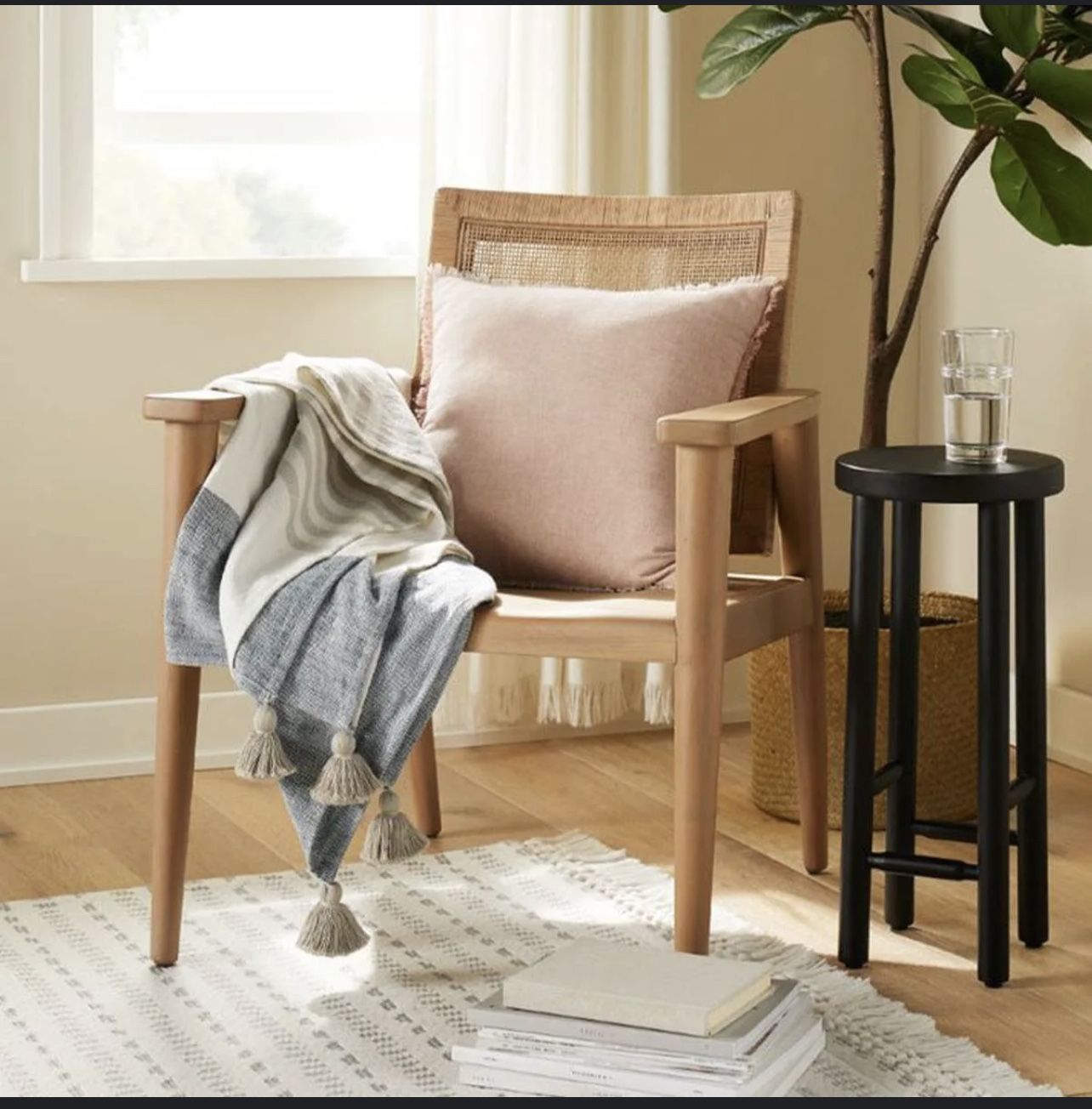 Wood With Cane Back Accent Chair Natural - Hearth & Hand By Magnolia ...