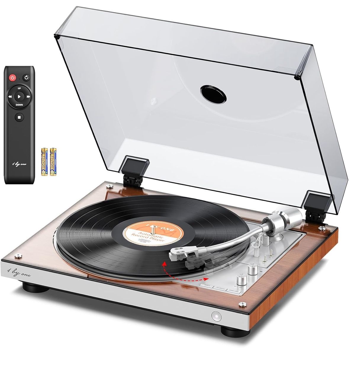 1 BY ONE Fully Automatic Belt-Drive Turntable, Wireless Vinyl Record ...