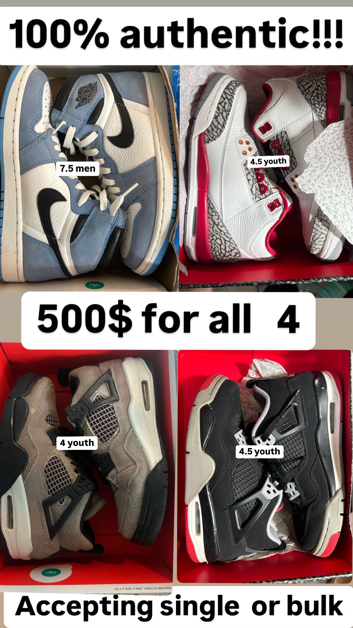 JORDANs 1s And 4s for Sale in Lynwood, CA - OfferUp