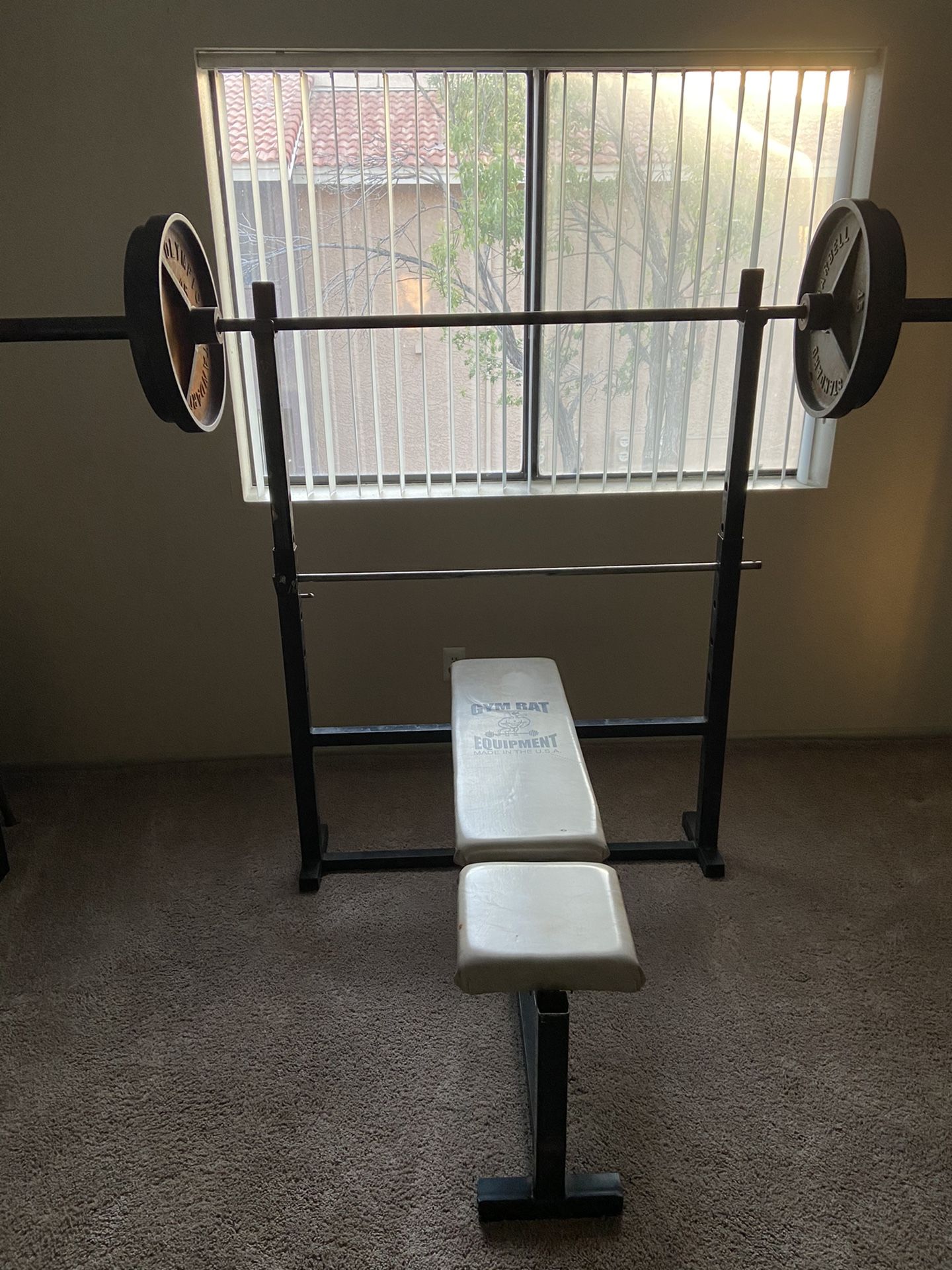 Gym Rat Bench press and weights for Sale in Gilbert, AZ - OfferUp