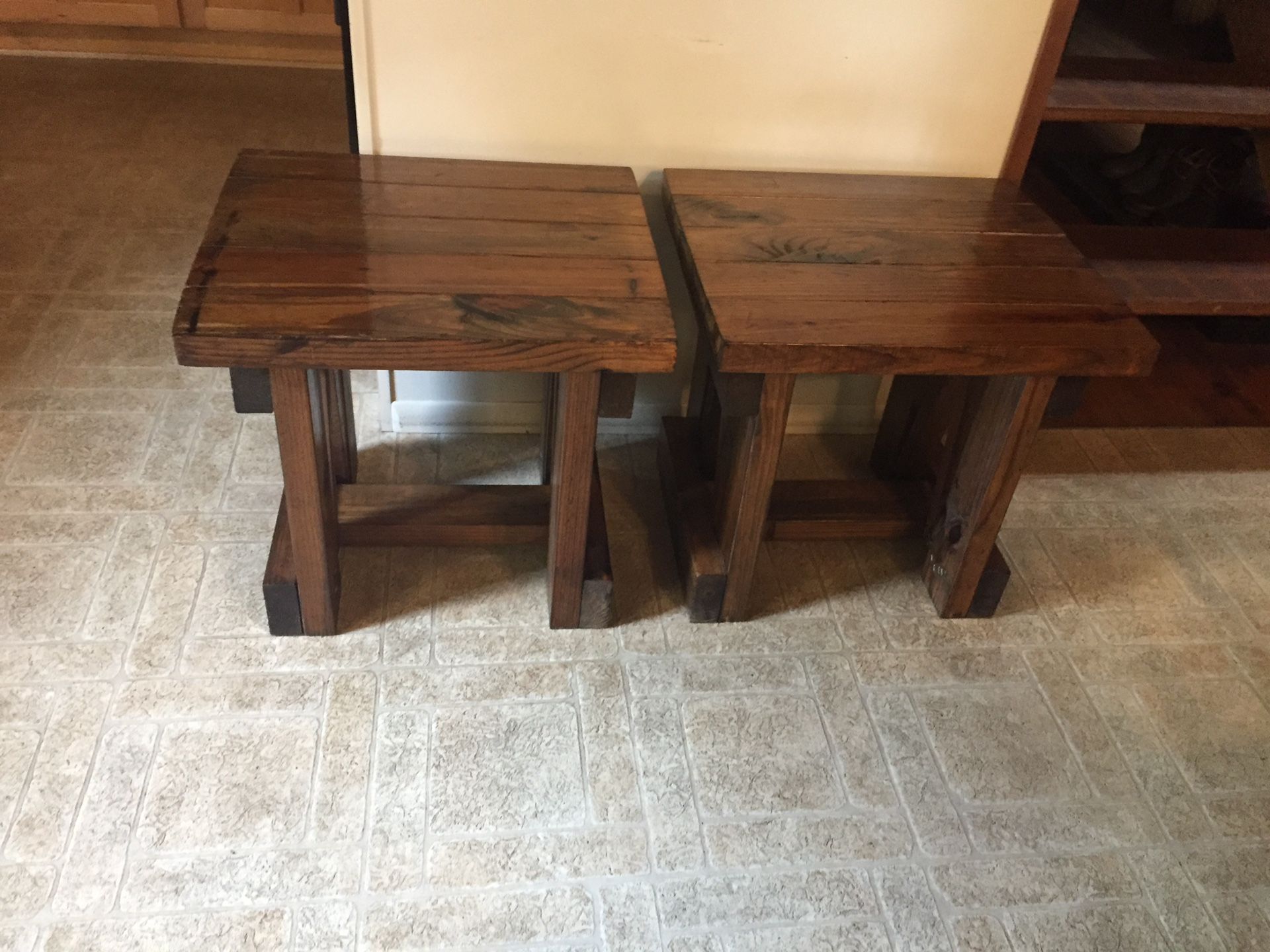 Two Rustic Solid Wood Side Tables, Heavy for Sale in Tigard, OR - OfferUp