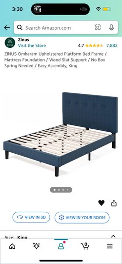 ZINUS Omkaram Upholstered Platform Bed Frame Mattress Foundation Wood Slat Support No Box Spring Needed Easy Assembly King for Sale in